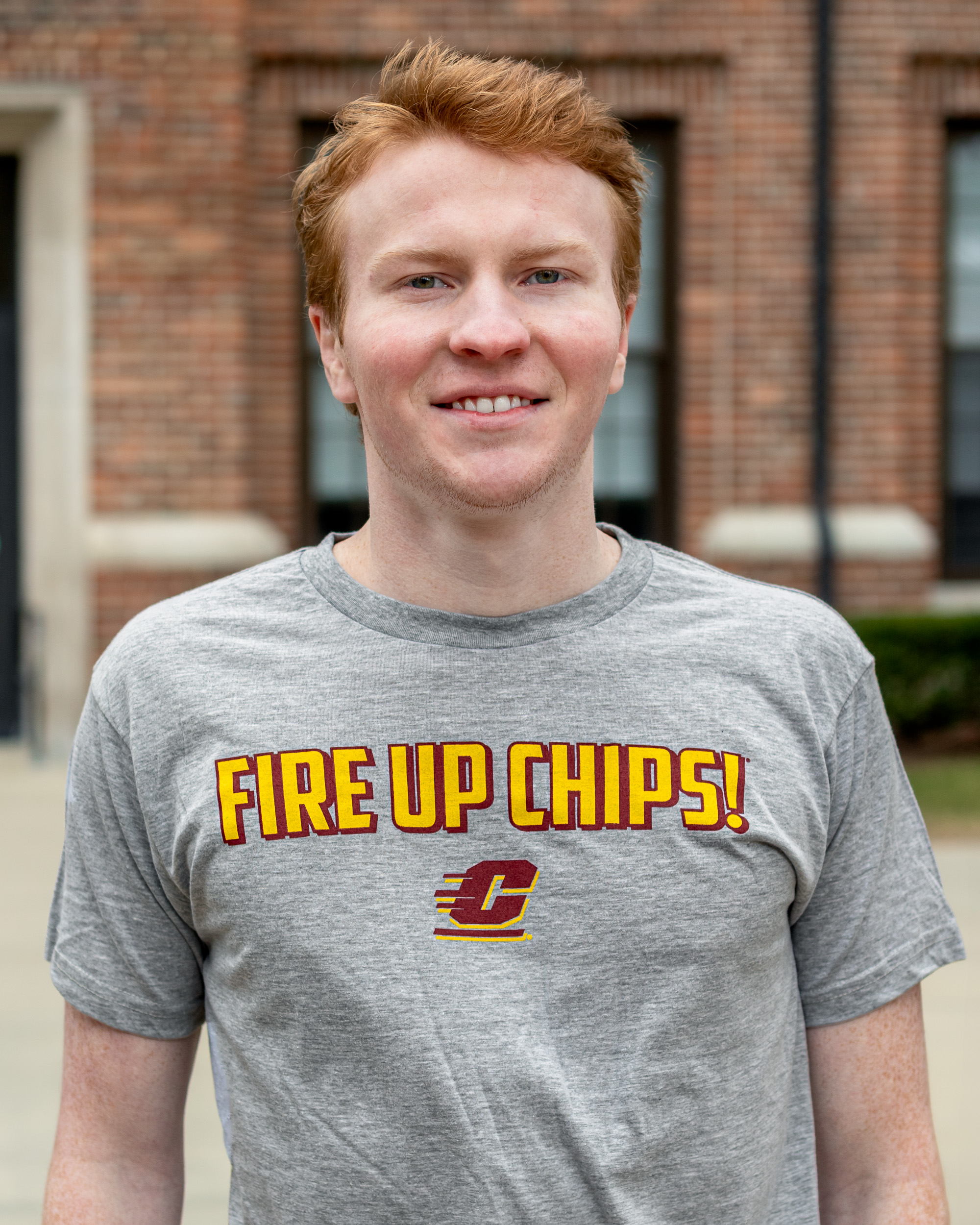 Fire Up Chips! Action C Gray T-Shirt | The CMU Bookstore
